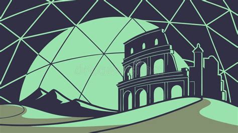 Ancient Dome Futuristic City Vector Historical Sci Fi Landscape Vector Design Generative Ai
