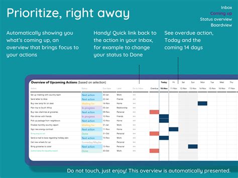 Action List To Do List Excel Template Getting Things Done Instant Download Daily