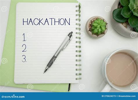 Text Showing Inspiration Hackathon Business Idea Event Where Large Number Of People Engage In