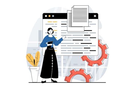 Premium Vector Software Development Concept With People Scene In Flat Design For Web Woman