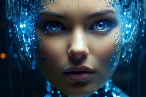 Premium Photo Futuristic Artificial Intelligence Glowing Face