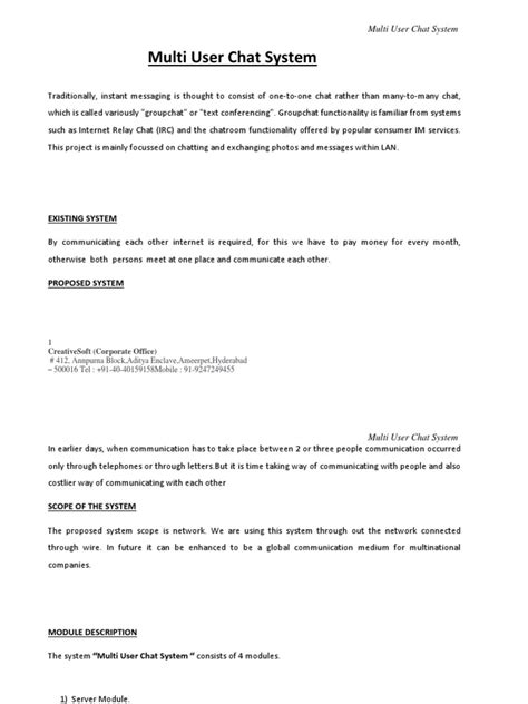 Multi User Chat System Abstract Pdf Instant Messaging Internet Relay Chat