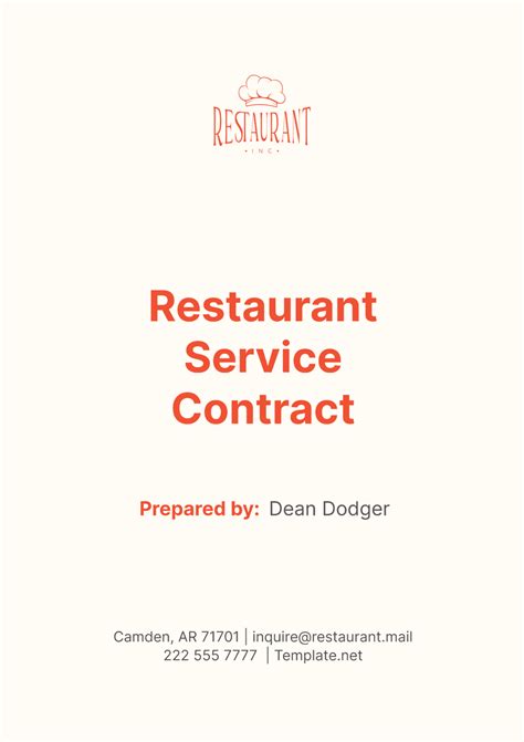 Free Restaurant Service Contract Template To Edit Online