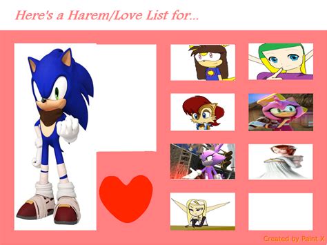 Sonics Harem List By Cameron33268110 On Deviantart
