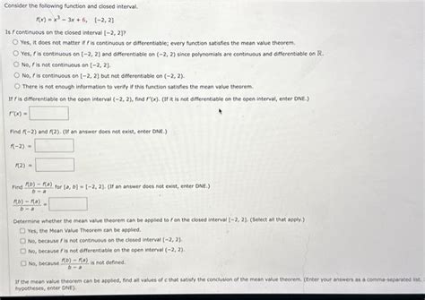 Solved Consider The Following Function And Closed Interval Chegg