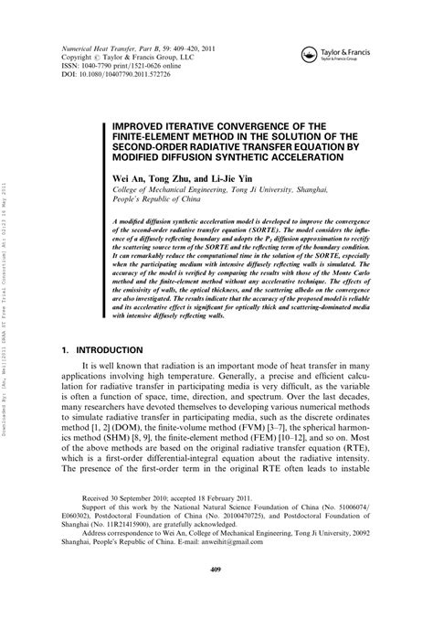 Pdf Improved Iterative Convergence Of The Finite Element Method In The Solution Of The Second