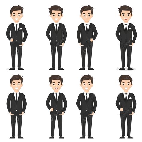 مجموعة شخصيات بدلة المكتب كرتون اشخاص حقيقيون آسيا Png صورة للتحميل