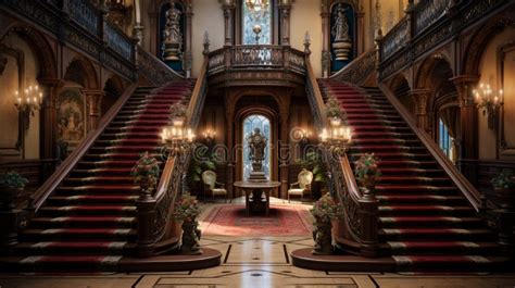 A Stately Victorian Mansion With A Grand Staircase Leading To The Front