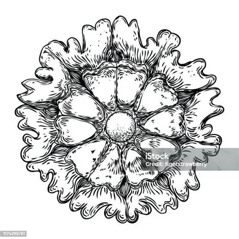 빈티지 장식 바로크 양식의 장식 요소와 같은 원형 원형 꽃 만다라 패션 스카프 인쇄 직물 디자인에 대한 대리석 돌을 그리기 벡터