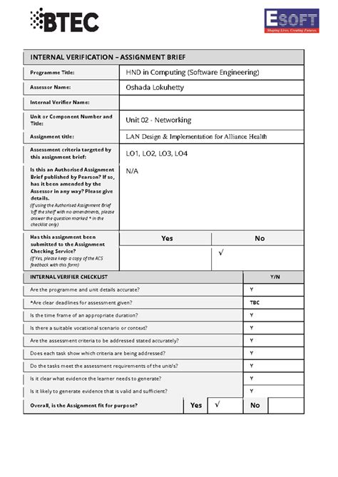 unit 02 networking internal verification assignment brief programme