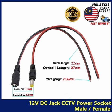 Analog Connector 12v Dc Jack Cctv Power Socket Wire Jack Cctv Plug