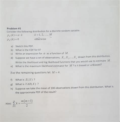 Solved Problem 1 Consider The Following Distribution For A