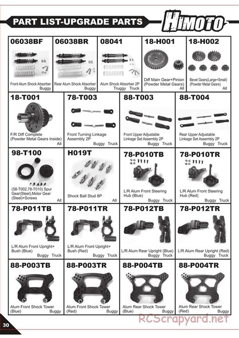 Himoto Racing Megae Mt10 Hi3198 Hi3198bl Exploded View And