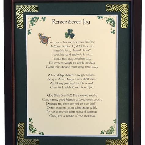 Remembered Joy Irish Poem Etsy