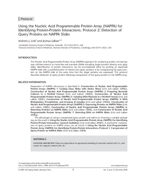 Pdf Using The Nucleic Acid Programmable Protein Array Nappa For