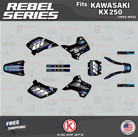 Graphics Kit For Kawasaki Kx250 Kx 250 1992 1993 Rebel Blue Ebay