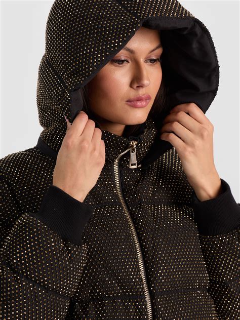 Robena Embellished Puffer In Black Gold Alice Olivia