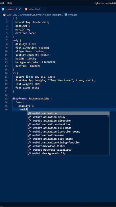 animated css style fadein top right effect youtube