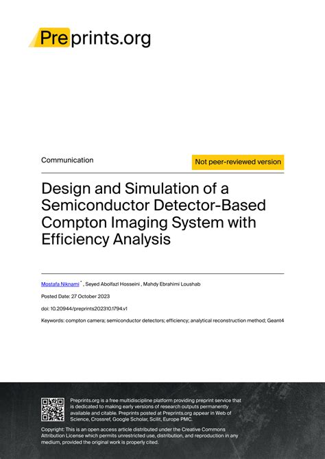 Pdf Design And Simulation Of A Semiconductor Detector Based Compton Imaging System With
