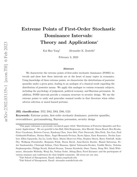 Pdf Extreme Points Of First Order Stochastic Dominance Intervals