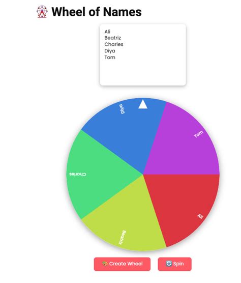 Wheel Of Names Spin To Randomly Pick A Name Or Winner