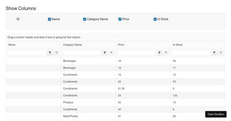 Grouping Showhide Codesandbox
