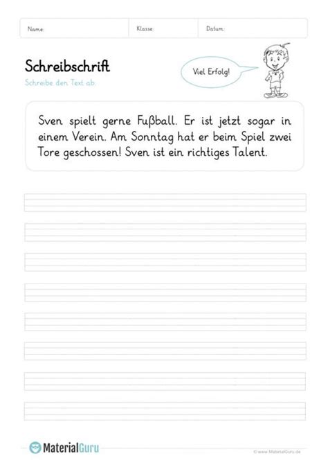 Arbeitsblatt Schreibschrift Texte Abschreiben 02 Handschrift übung
