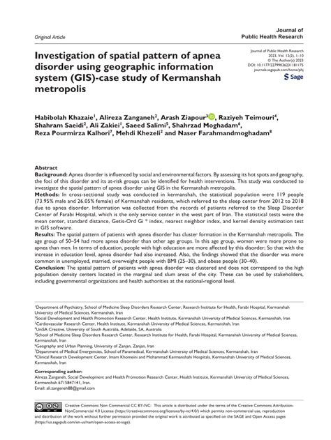 Pdf Investigation Of Spatial Pattern Of Apnea Disorder Using Geographic Information System