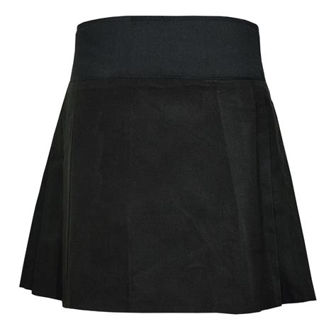 Ladies Knee Length Black Kilt Skirt 20 Length Tartan Pleated