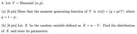 4 Let Y∼binomial N P A [8pts] Show That The