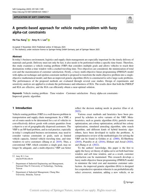 A Genetic Based Approach For Vehicle Routing Problem With Fuzzy Alpha