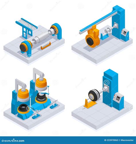 Production Service Line Icons Collection Manufacture Assemble Fabricate Build Create