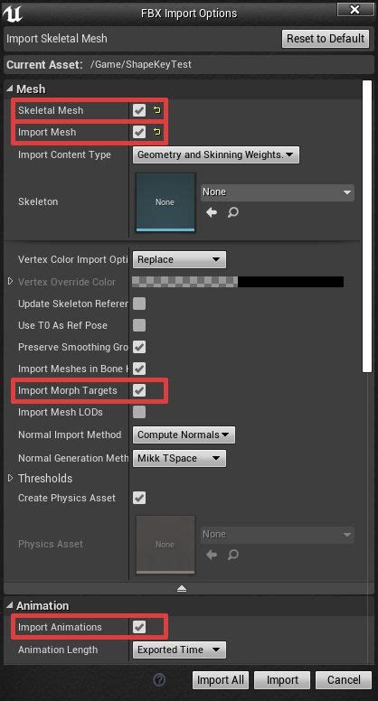 how to create blender shape key animations and import them in ue4 as