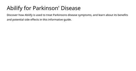 Abilify For Parkinson Disease Meds Is