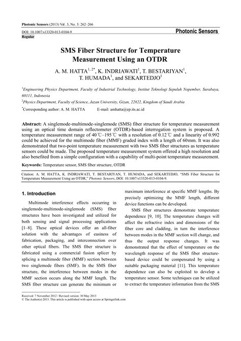 Pdf Sms Fiber Structure For Temperature Measurement Using An Otdr