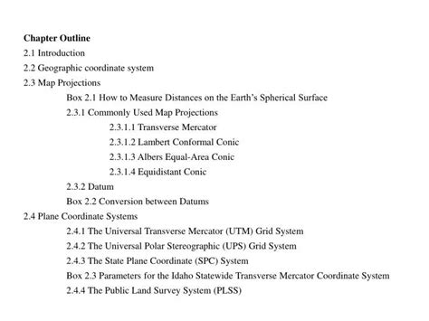 PPT Chapter Outline Introduction Geographic Coordinate System Map Projections