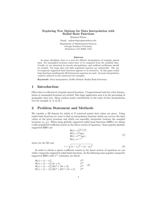 pdf exploring new options for data interpolation with radial basis