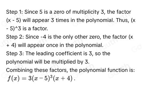 solved construct a polynomial function with the following properties