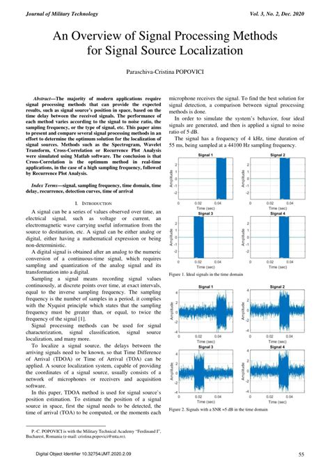 Pdf An Overview Of Signal Processing Methods For Signal Source Localization