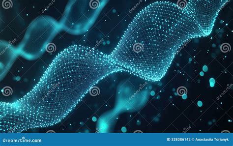Wireframe Dna Sequence Molecules Structure Mesh Hands Of Robot And Human Touching On Dna