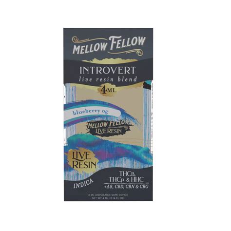 Mellow Fellow Introvert Live Resin Blend Blueberry Og 4g Burning Daily