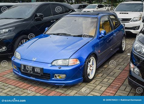 Modified Blue Honda Civic Eg6 Displayed In Parking Lot Editorial Photography Image Of Vehicle