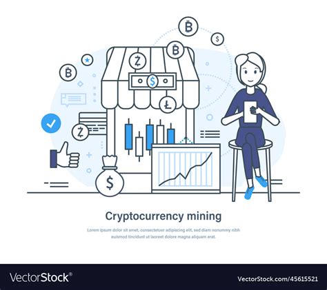 Cryptocurrency Mining Blockchain Digital Currency Vector Image