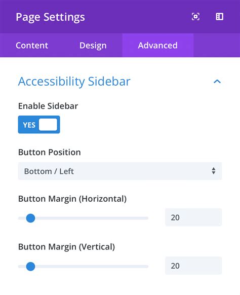 Accessibility Sidebar Divi Modules