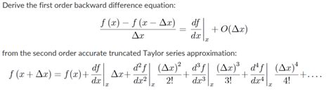 Solved Derive The First Order Backward Difference Equation