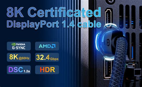 Xyaudio Dp 1 4 Display Port Cable 30 Ft 1 Pack Support 8k 60hz 4k