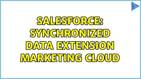 Salesforce Synchronized Data Extension Marketing Cloud Youtube