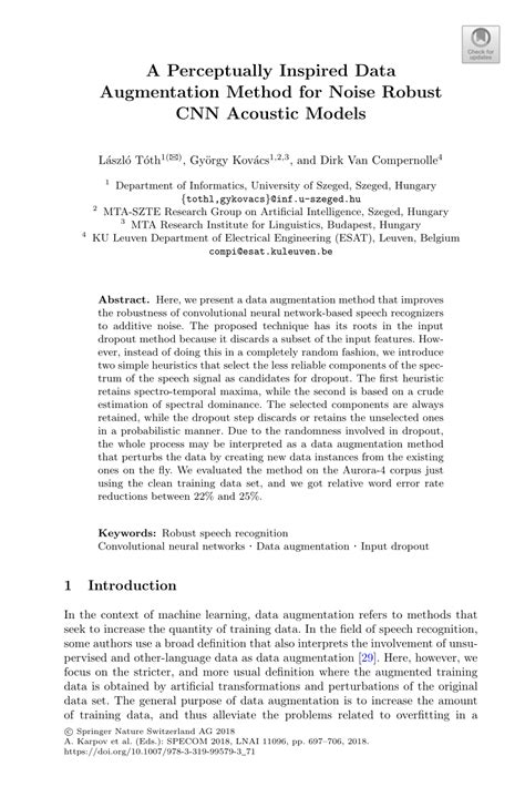 Pdf A Perceptually Inspired Data Augmentation Method For Noise Robust