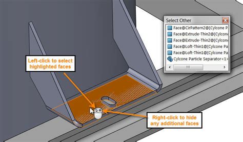 Selecting Faces With Solidworks Select Other Tool