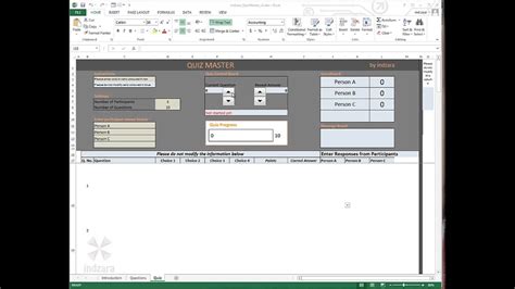quiz master excel template by indzara youtube